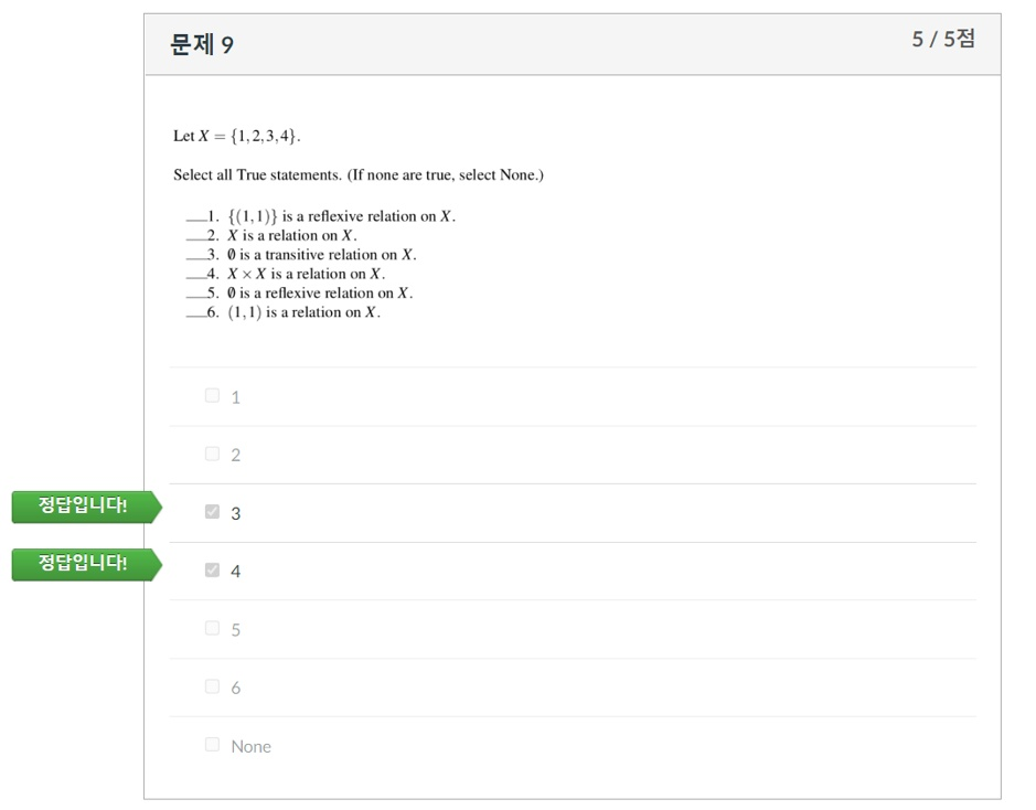 Solved Let x={1,2,3,4}.Select all True statements. (If none | Chegg.com