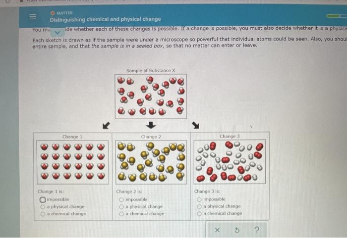 Solved MATTER Distinguishing chemical and physical change | Chegg.com