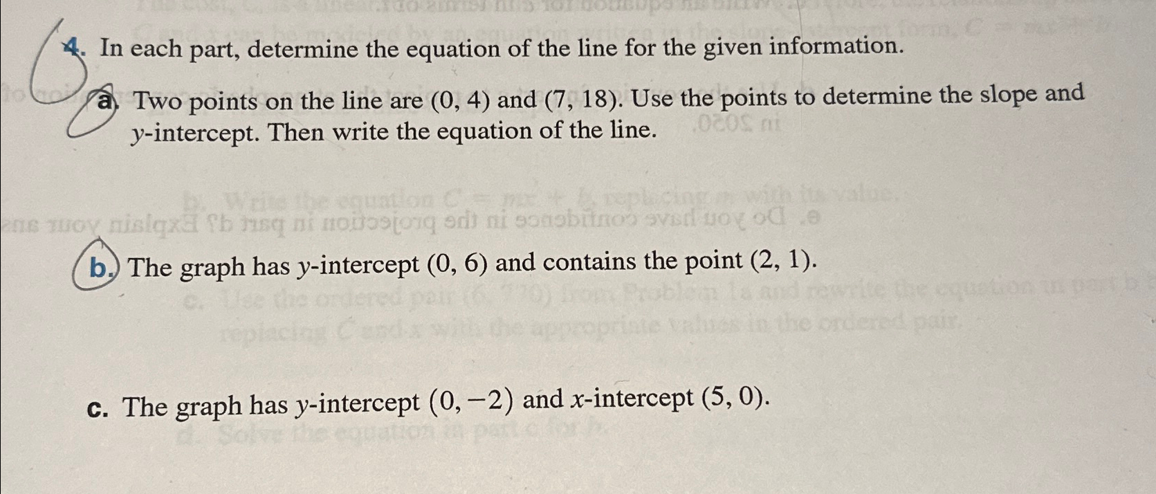 Solved In each part, determine the equation of the line for | Chegg.com Solved In each part, determine the equation of the line for | Chegg.com