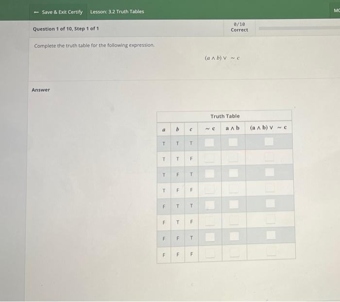 Solved - Save & Exit Certify Lesson: 3.3 Logical Equivalence | Chegg.com