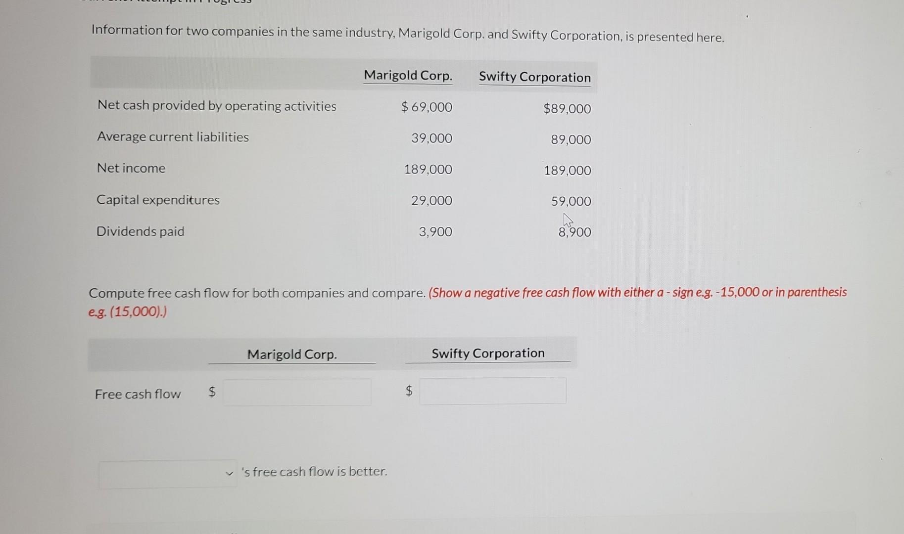 Solved Information for two companies in the same industry, | Chegg.com