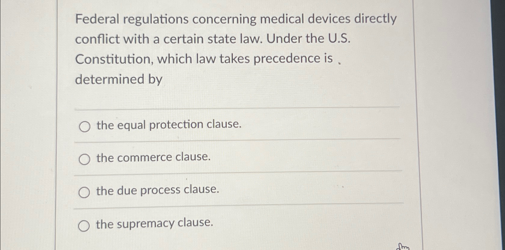 Solved Federal regulations concerning medical devices | Chegg.com