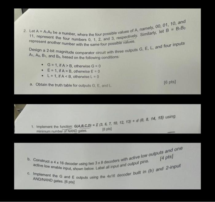 Solved 2. Let A=A1A0 be a number, where the four possible | Chegg.com