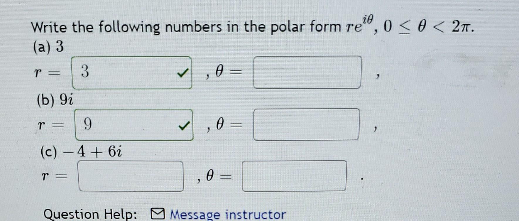 Solved Write the following numbers in the polar form | Chegg.com