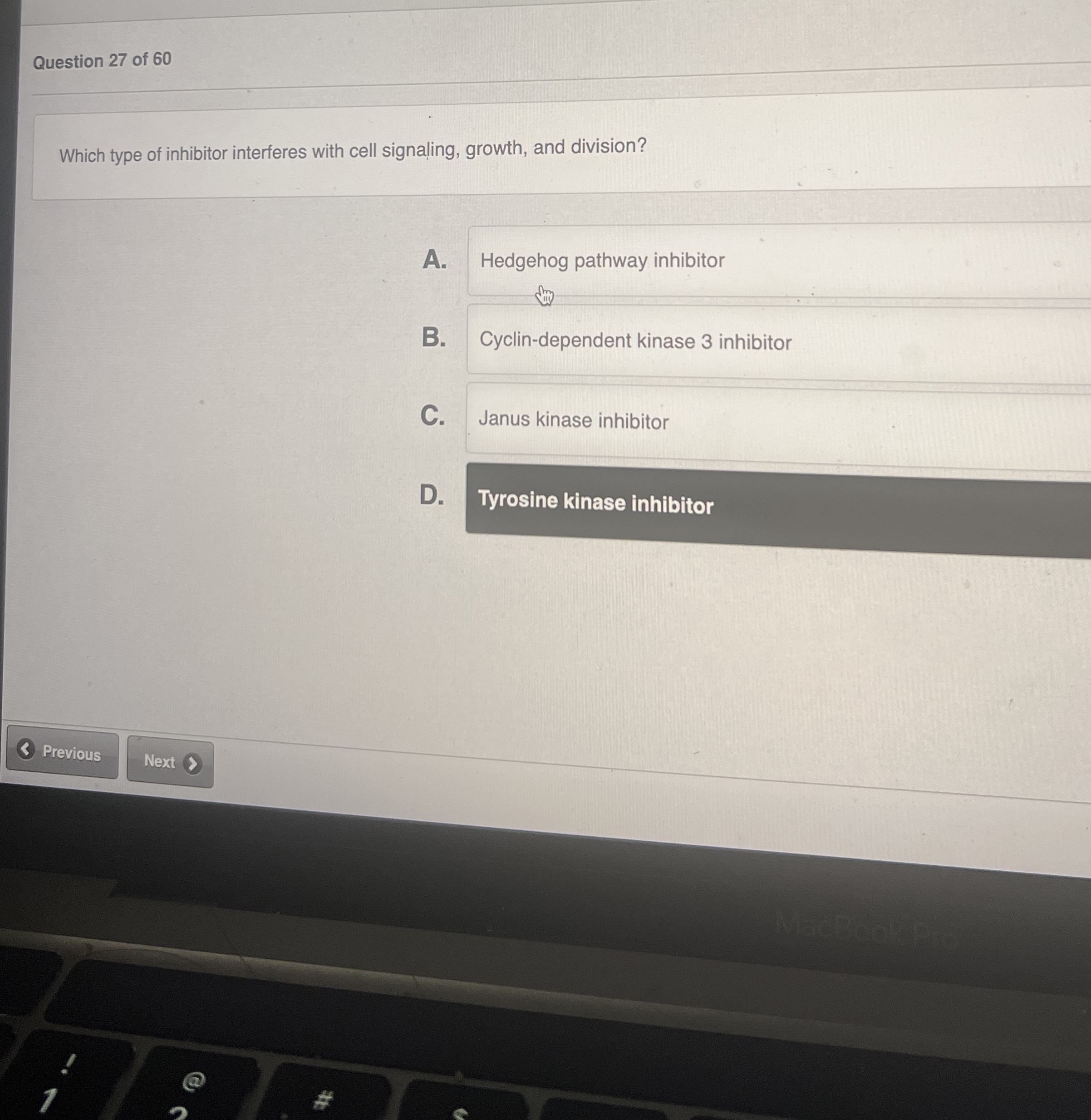 Solved Question 27 ﻿of 60Which type of inhibitor interferes | Chegg.com
