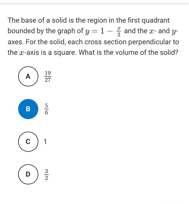 Solved The base of a solid is the region in the first | Chegg.com