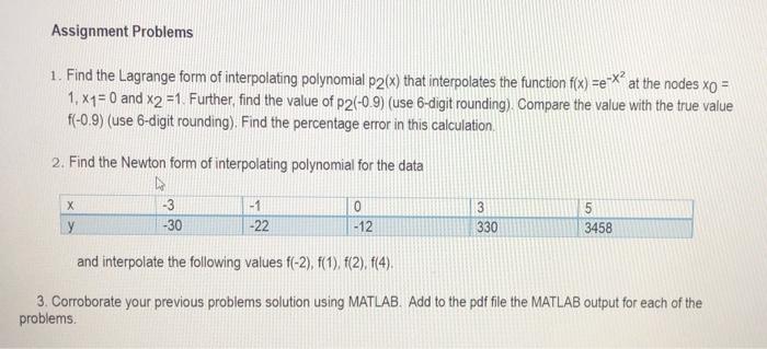 Solved Assignment Problems 1. Find the Lagrange form of | Chegg.com