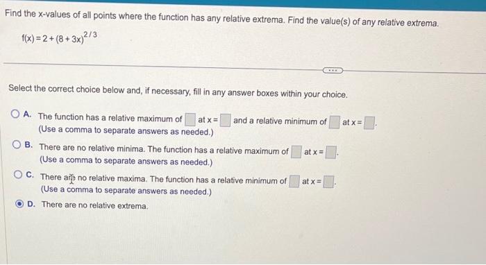 Solved Find the x-values of all points where the function | Chegg.com