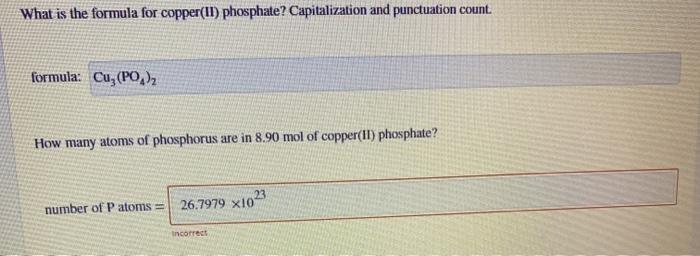 Solved What is the formula for copper(II) phosphate? | Chegg.com