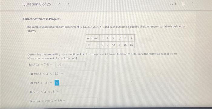 Solved The sample space of a random experiment is | Chegg.com