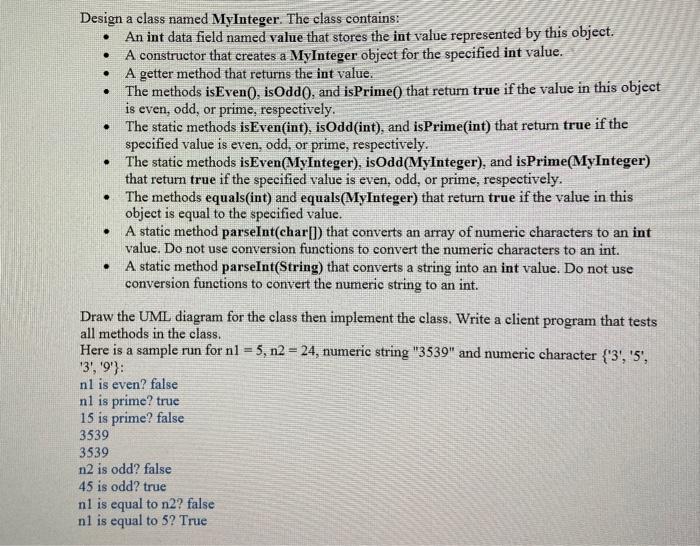 Solved Design A Class Named Myinteger The Class Contains 