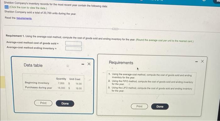 Solved Sheldon Company's inventory records for the most | Chegg.com