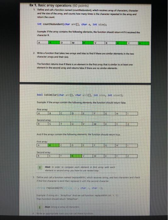 Solved Ex 1. Basic array operations ( 60 points) 1. Define | Chegg.com Solved Ex 1. Basic array operations ( 60 points) 1. Define | Chegg.com