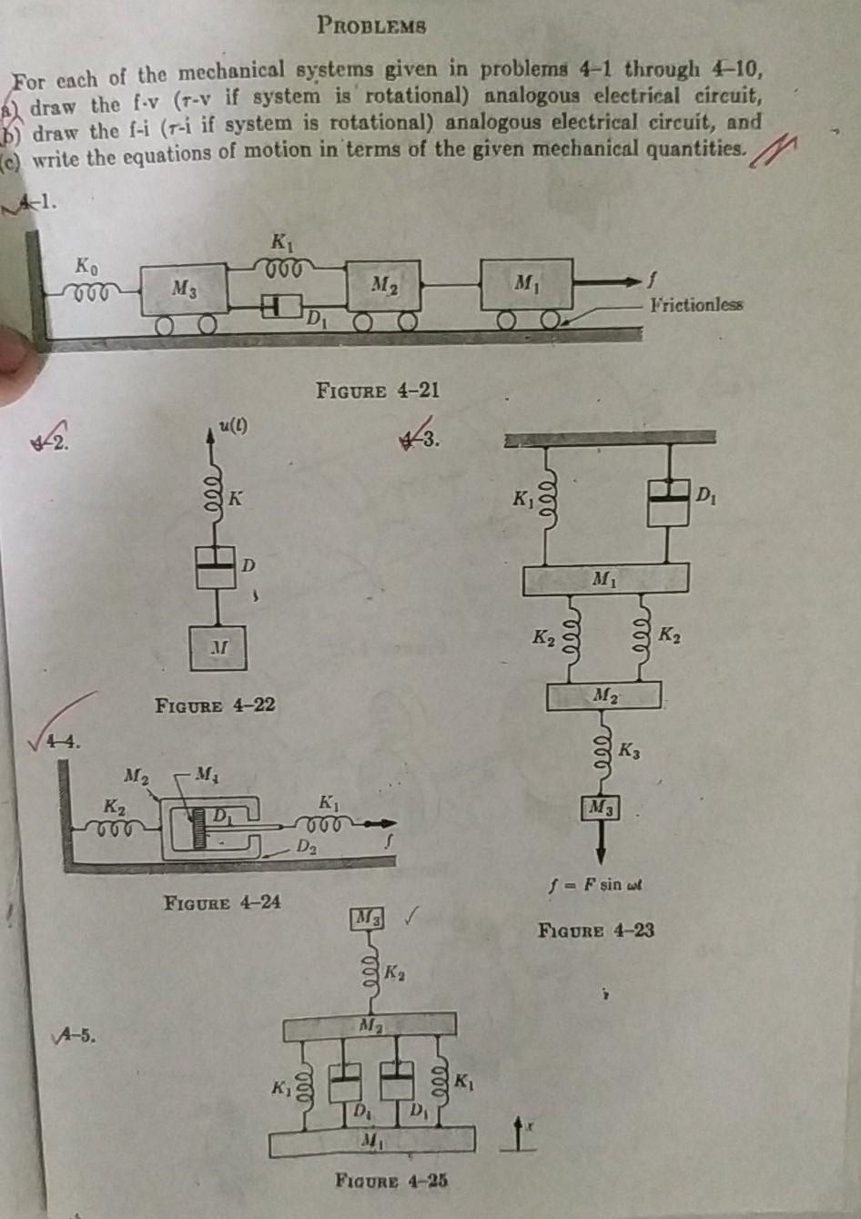 Solved PROBLEMS For each of the mechanical systems given in | Chegg.com