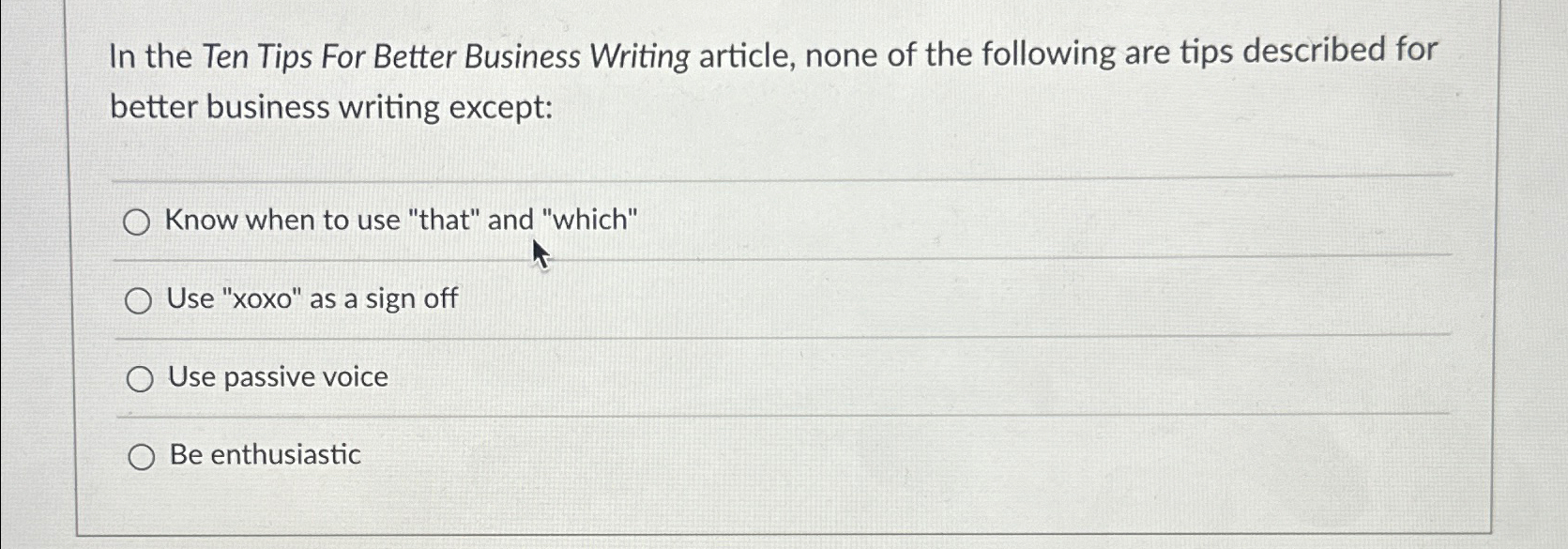 Solved In the Ten Tips For Better Business Writing article, | Chegg.com