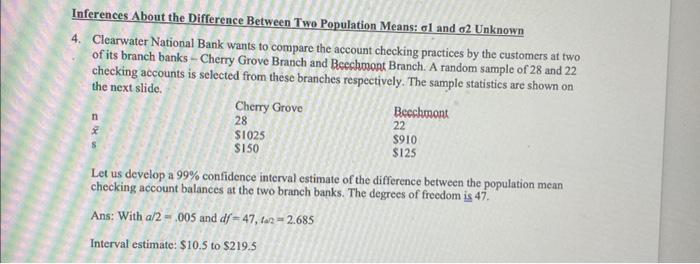 Solved Inferences About the Difference Between Two | Chegg.com