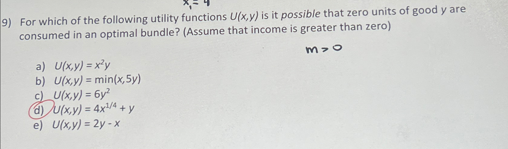Solved For which of the following utility functions U(x,y) | Chegg.com