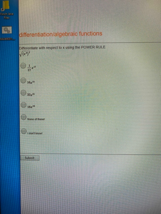 Solved Finch Java Files differentiation/algebraic functions | Chegg.com