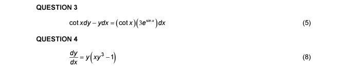 Solved QUESTION 3cotxdy-ydx=(cotx)(3esinx)dxQUESTION | Chegg.com