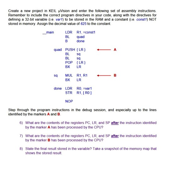 Create a new project in KEIL Vision and enter the | Chegg.com
