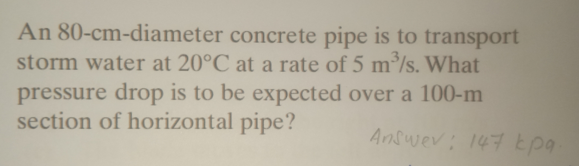 Solved An 80 -cm-diameter concrete pipe is to transport | Chegg.com