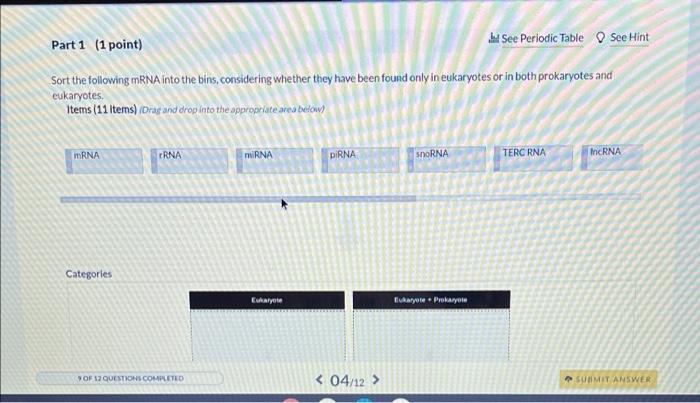 Solved Part 1 (1 point) See Periodic Table See Hint Sort the | Chegg.com