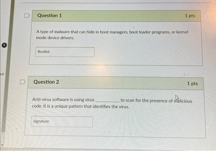 Solved A type of malware that can hide in boot managers, | Chegg.com