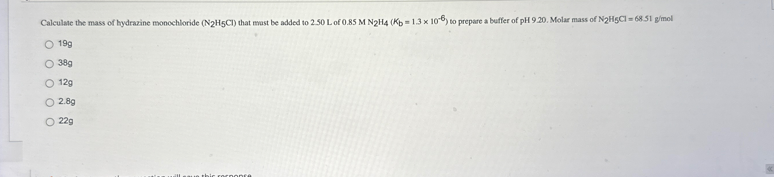Solved Calculate the mass of hydrazine monochloride (N2H5Cl) | Chegg.com