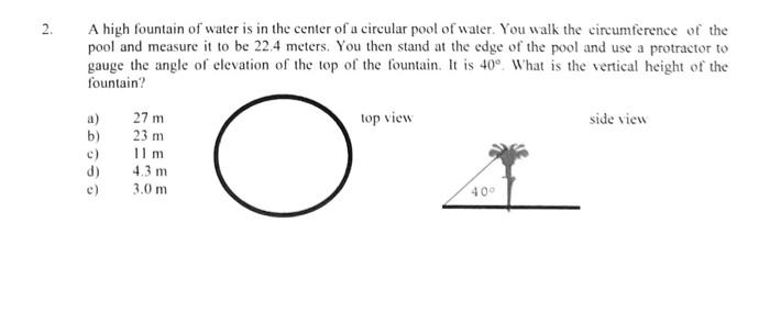 Solved A high fountain of water is in the center of a | Chegg.com