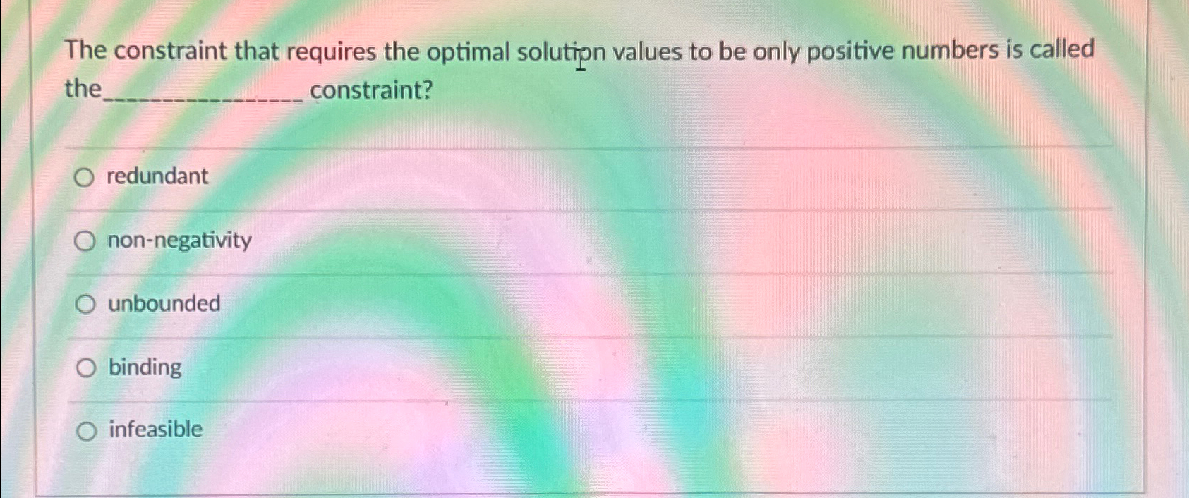 Solved The constraint that requires the optimal solutipn | Chegg.com