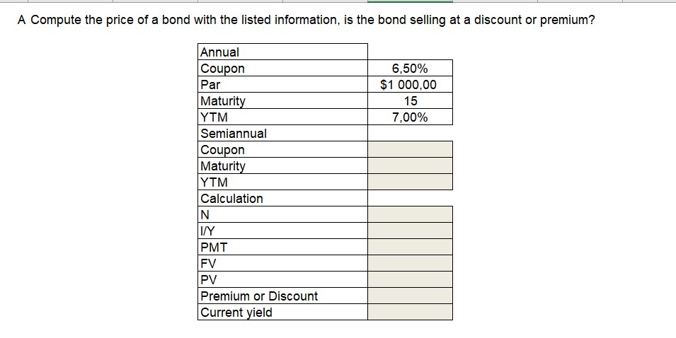 Solved please show the formulas to use for this exercise and | Chegg.com