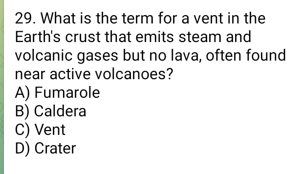 Solved What is the term for a vent in the Earth's crust that | Chegg.com
