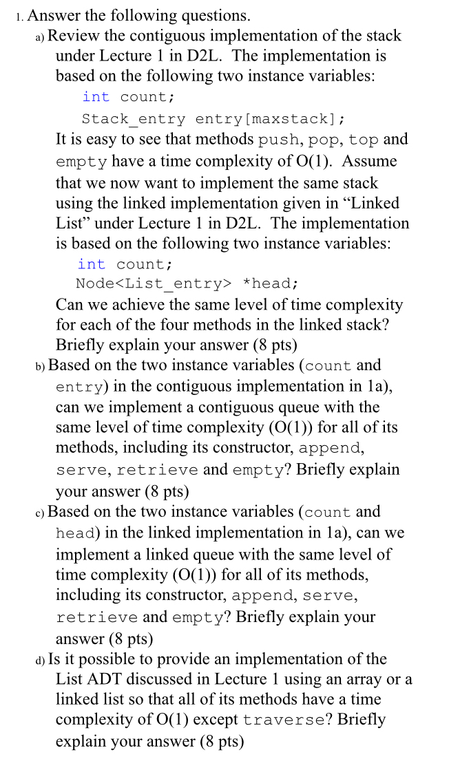 Solved Answer the following questions.a) ﻿Review the | Chegg.com