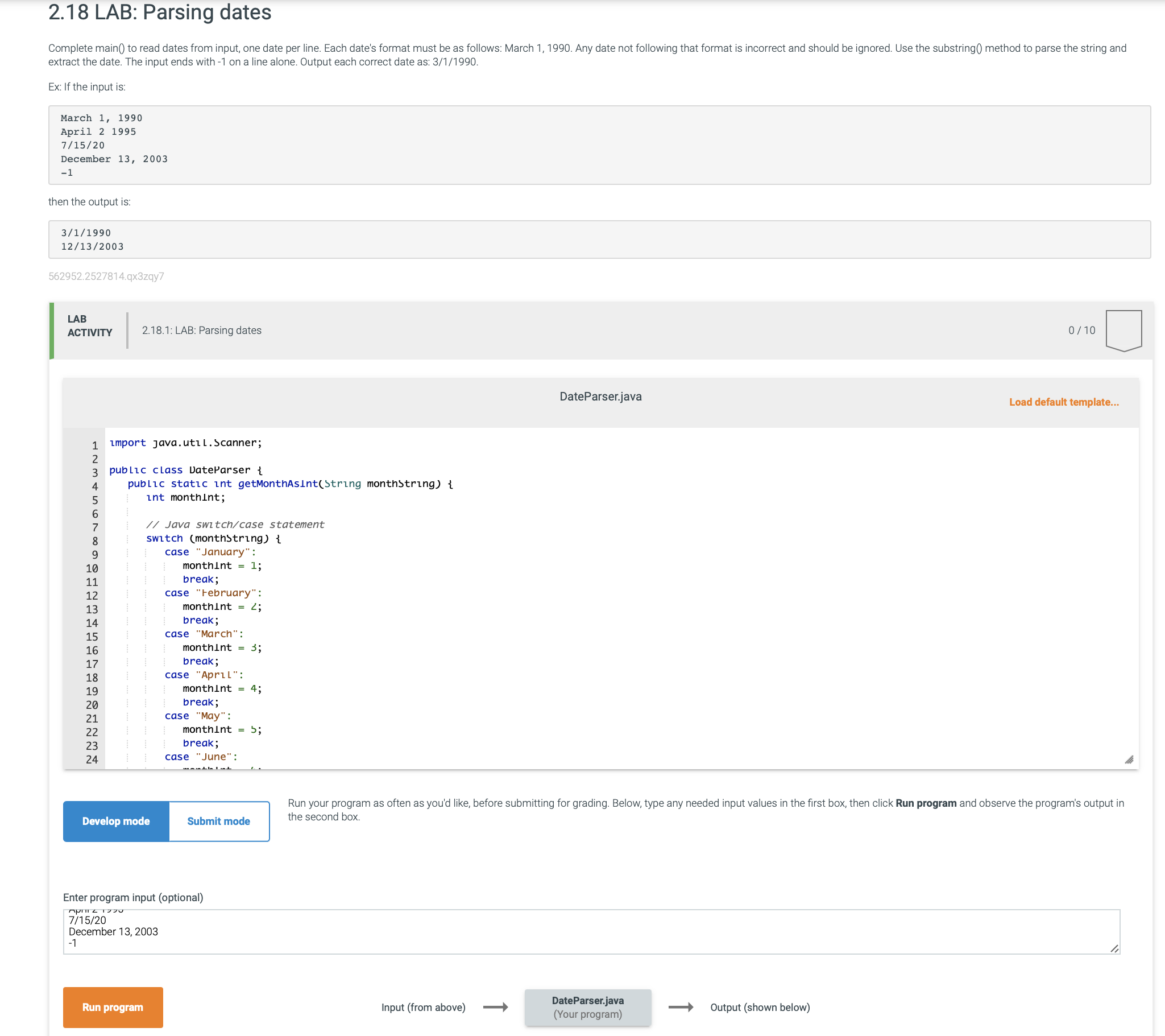 Solved import java.util.Scanner;public class DateParser { | Chegg.com