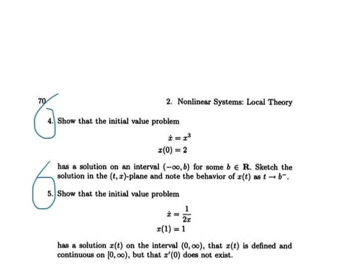 Solved 2. Nonlinear Systems: Local Theory Show that the | Chegg.com