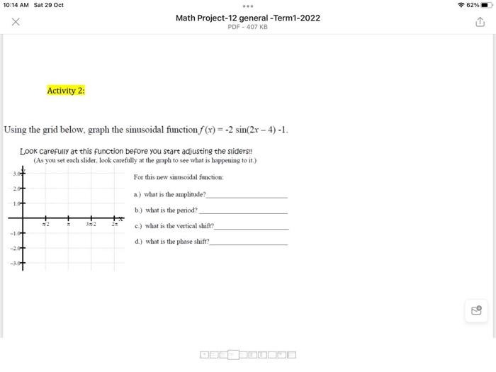 Solved Using the grid below, graph the sinusoidal function | Chegg.com