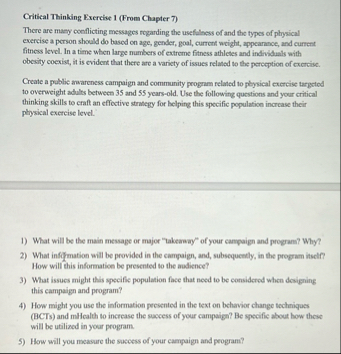 Solved Critical Thinking Exercise 1 (From Chapter 7)There | Chegg.com