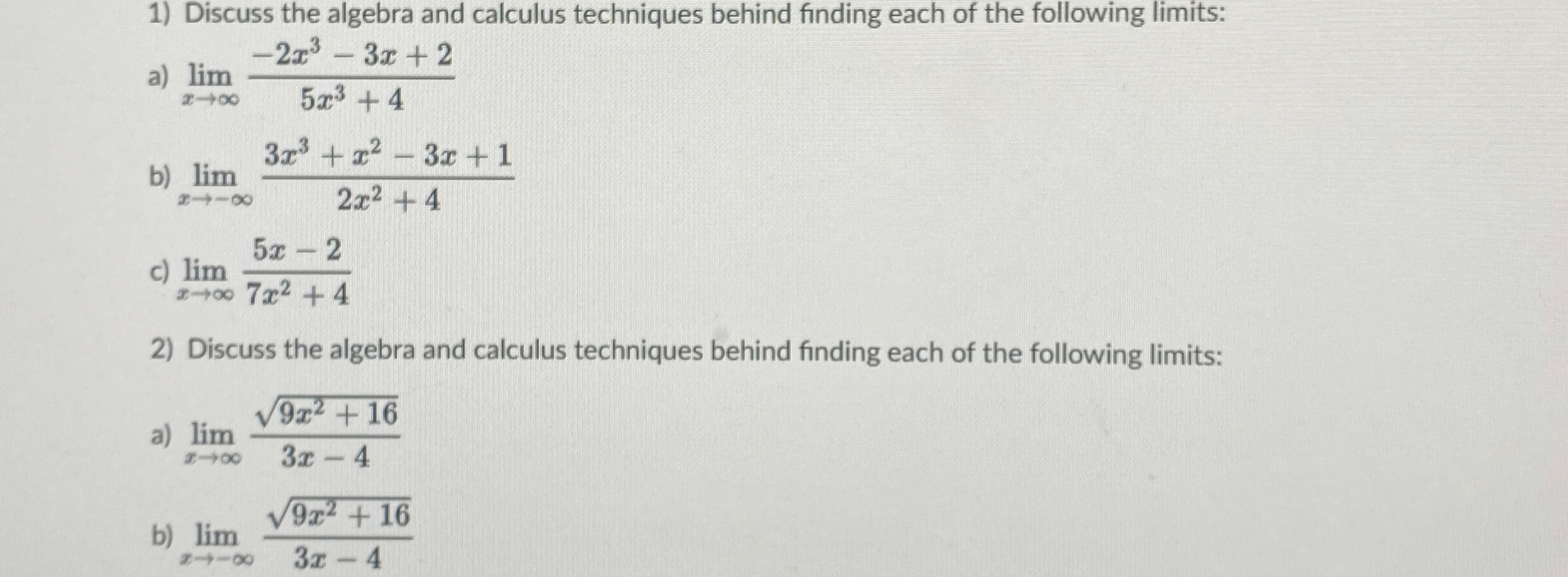 Solved Discuss the algebra and calculus techniques behind | Chegg.com