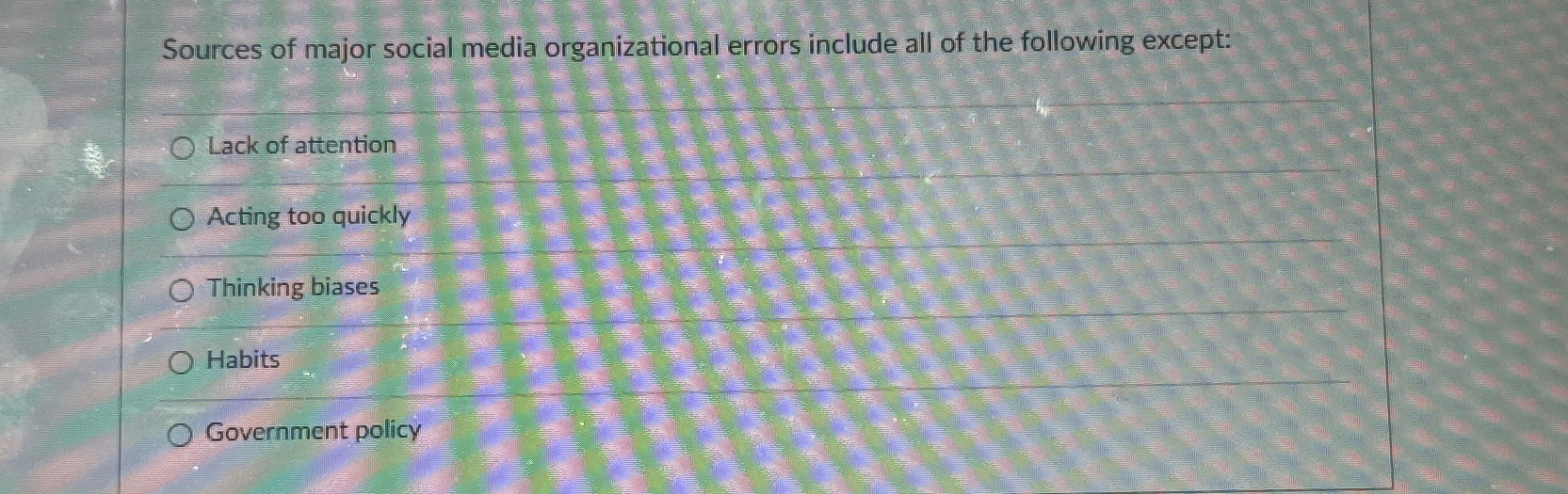 Solved Sources of major social media organizational errors | Chegg.com