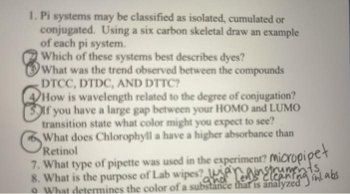 Solved 1. Pi systems may be classified as isolated, | Chegg.com