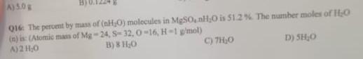 Solved A) 5.0 12 016: The percent by musof (HO) molecules in | Chegg.com