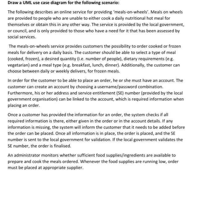 Solved Draw a UML use case diagram for the following | Chegg.com