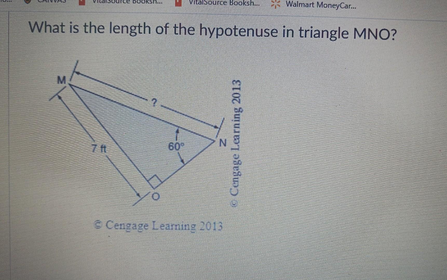 Solved What is the length of the hypotenuse in triangle MNO? | Chegg.com