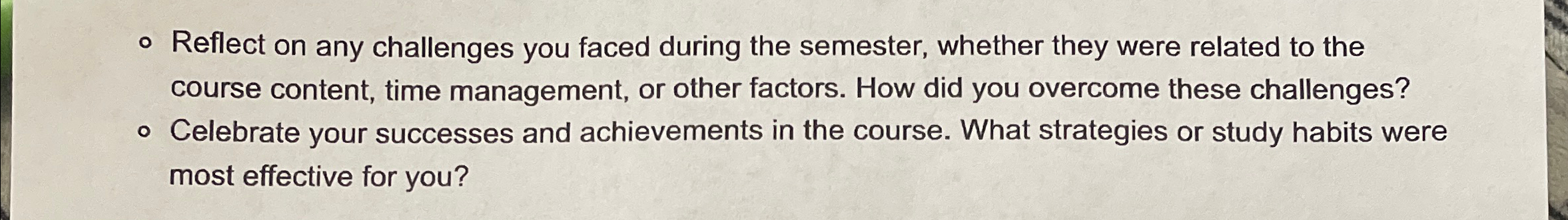 Solved Reflect on any challenges you faced during the | Chegg.com