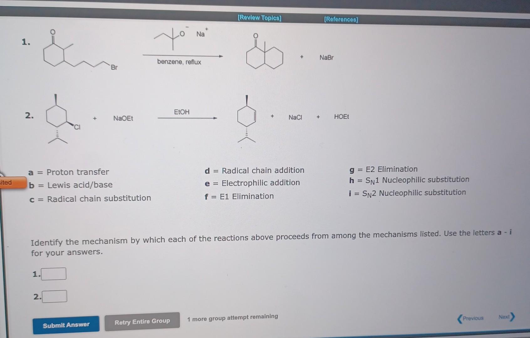 Solved 1. O−Na+ NaBr 2. +NaOEt a= Proton transfer d= | Chegg.com