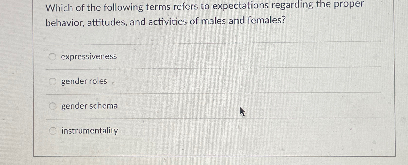 Solved Which of the following terms refers to expectations | Chegg.com