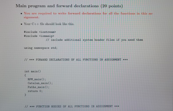 Solved Main Program And Forward Declarations 20 Points • 