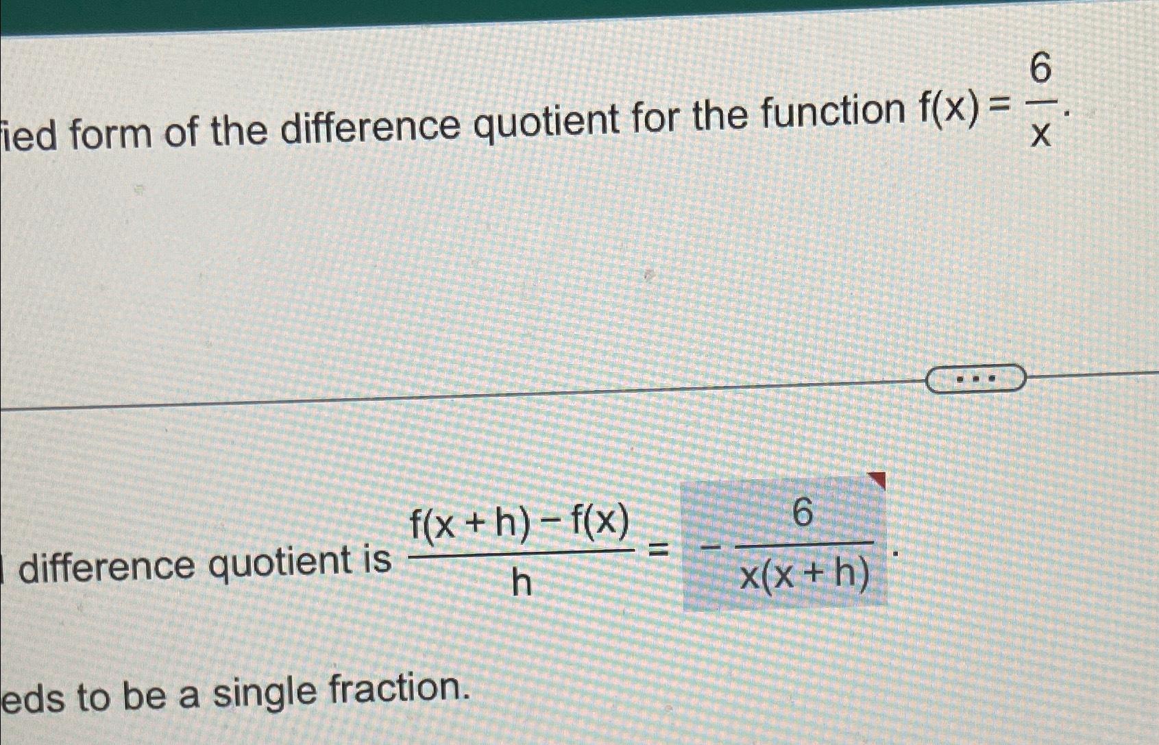 Solved ied form of the difference quotient for the function | Chegg.com