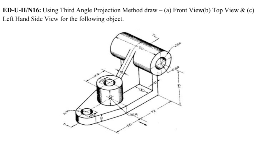 Solved Using Third Angle Projection Method draw - (a) ﻿Front | Chegg.com