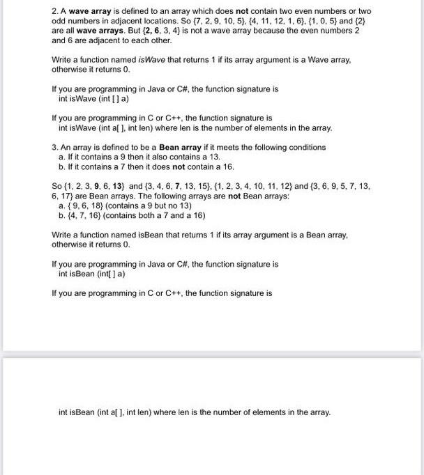 Solved 2. A wave array is defined to an array which does not | Chegg.com
